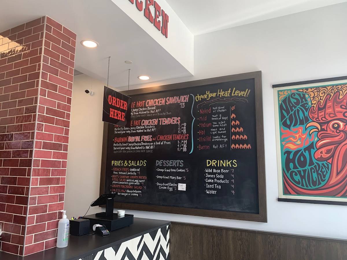 Menu at Burnin Bird restaurant, Calgary