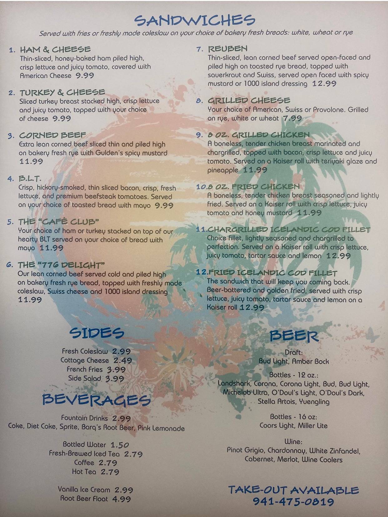 Menu at Cafe 776, Englewood