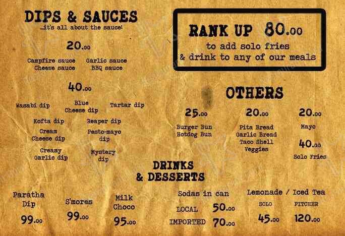Menu at Campfire Burgers & More - Sct Limbaga restaurant, Quezon City