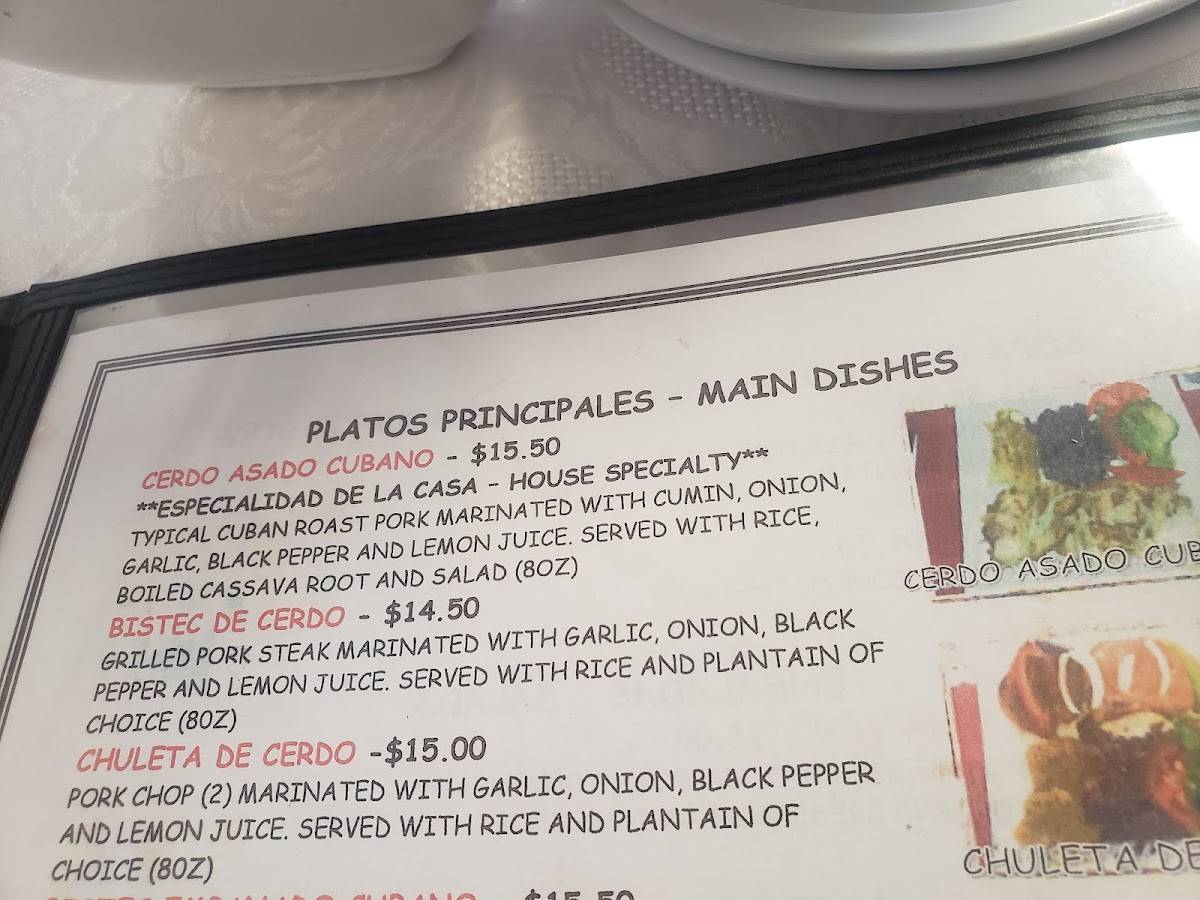 Menu at Casa Cubana Restaurant, London, 411 Hamilton Rd