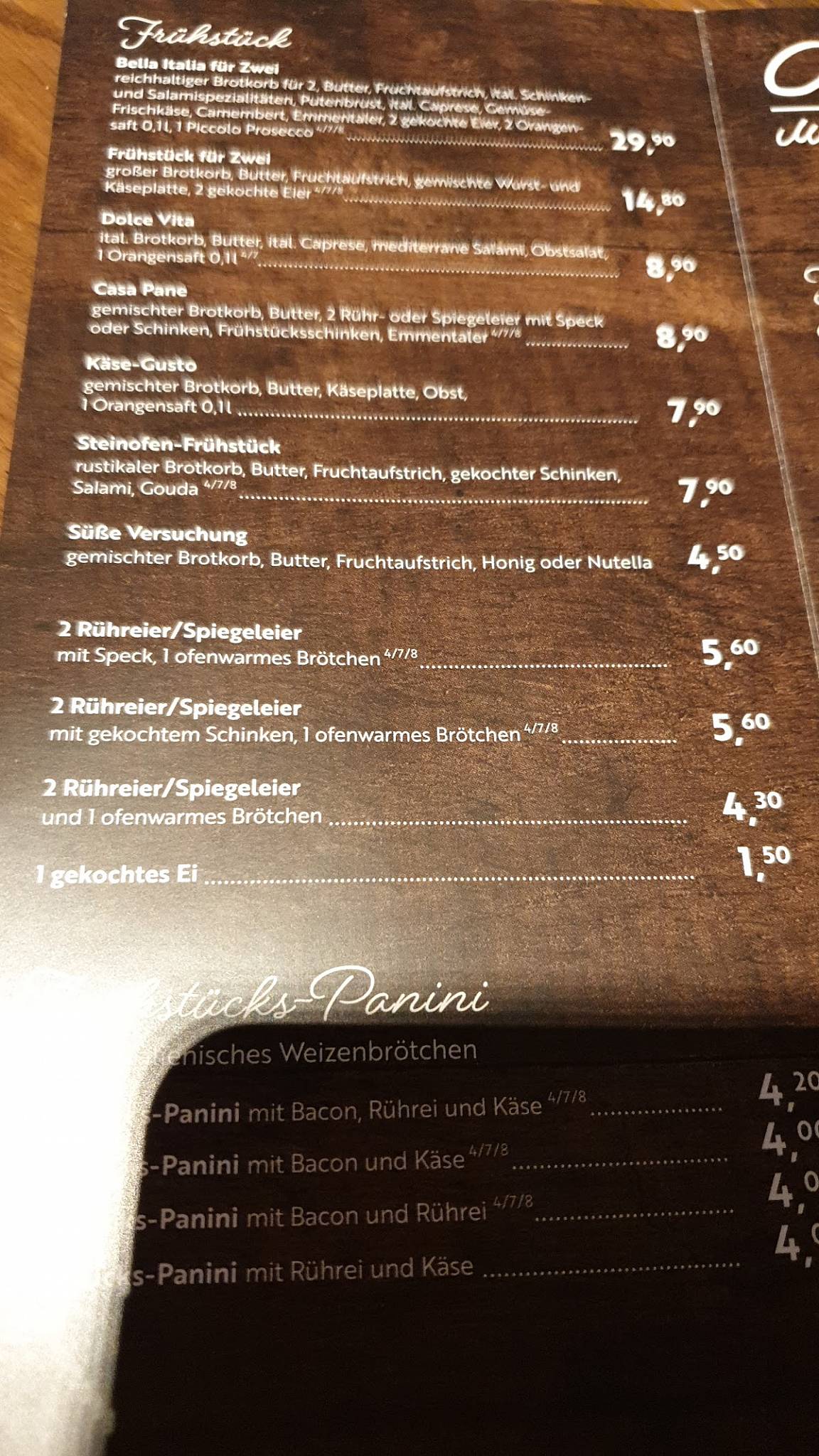 Speisekarte von Casa Pane, Forchheim