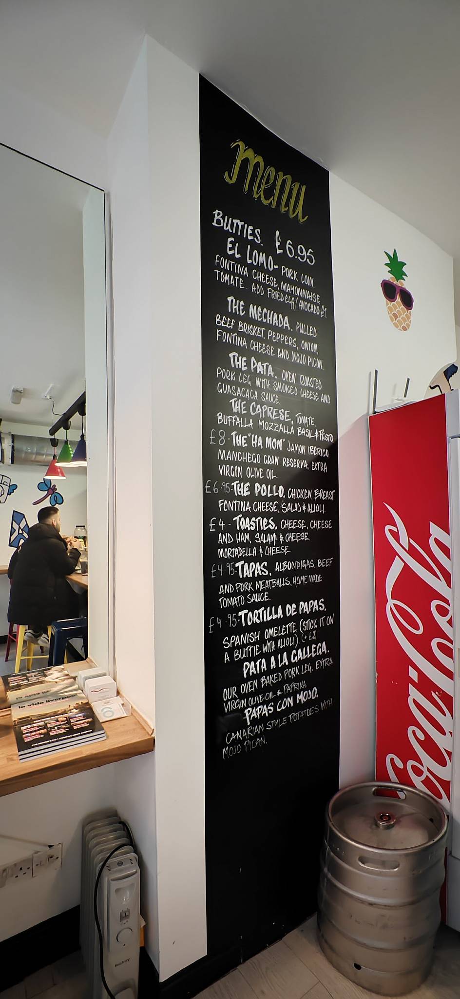 Menu at Castro's Cafeteria, Liverpool