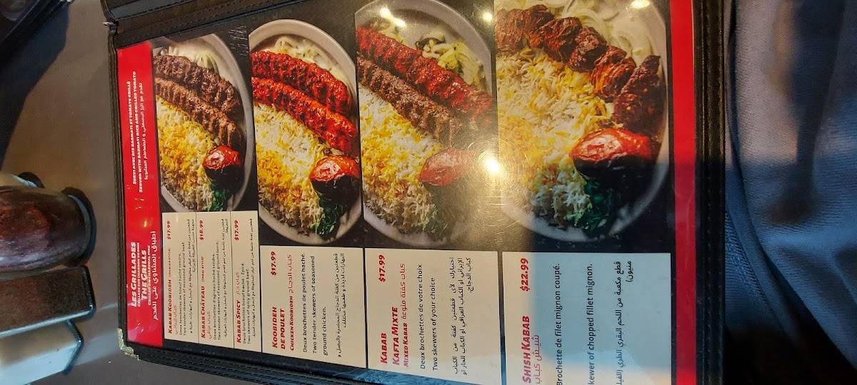 Menu at Château kabab (Jean-Talon) restaurant, Montréal