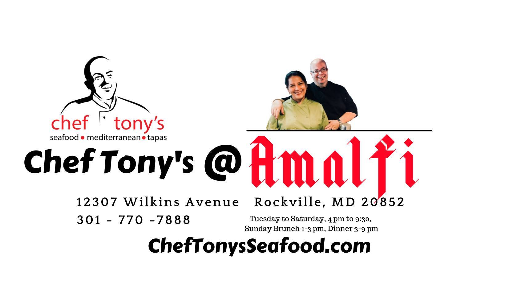 Menu at Chef Tony's Seafood @ Amalfi restaurant, Rockville