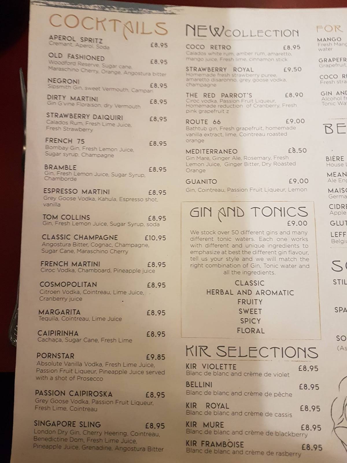 Menu at Coco Retro Restaurant Bistro, Royal Tunbridge Wells