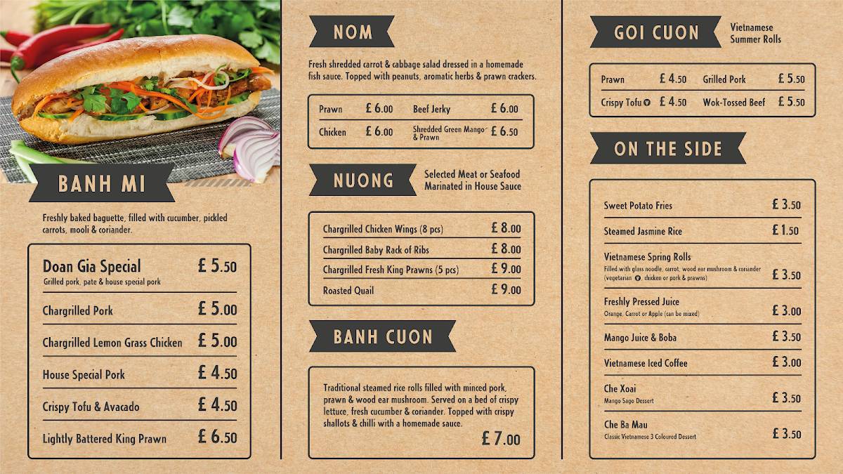 Menu at Doan Gia restaurant, Sidcup