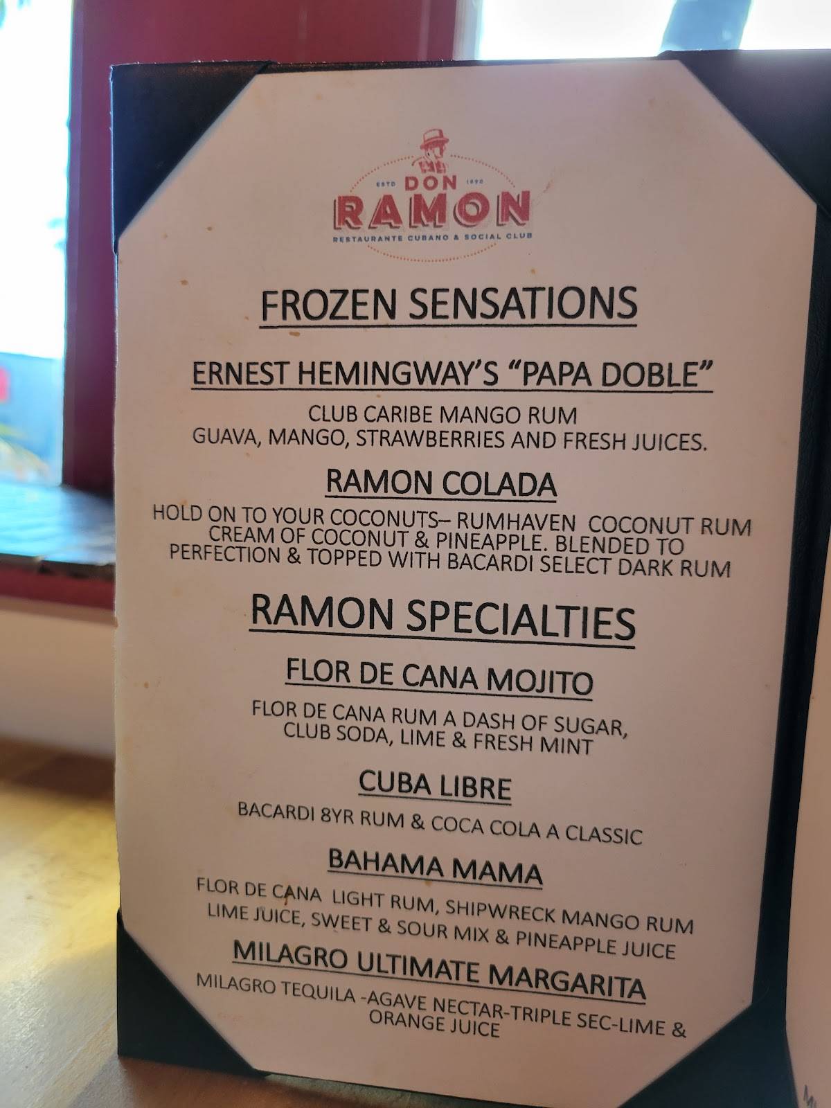 Menu at Don Ramon Restaurante Cubano, West Palm Beach, S Dixie Hwy