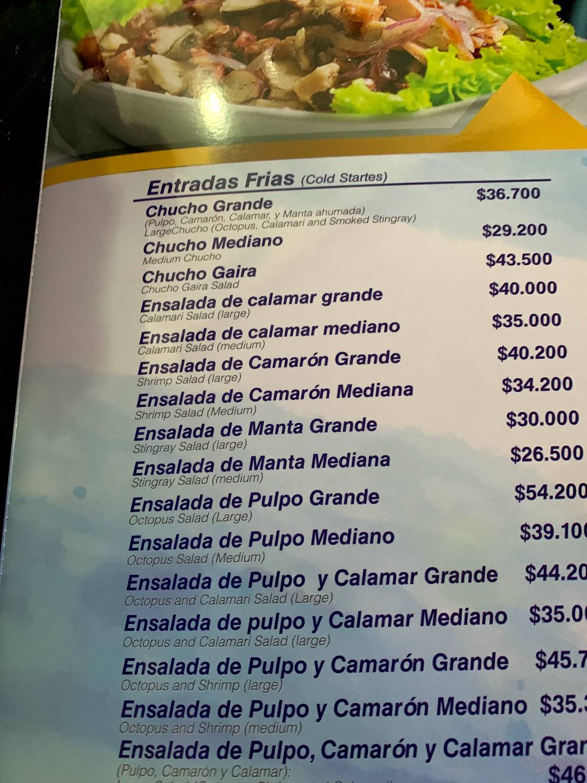 Carta del restaurante Donde Chucho Rodadero, Santa Marta, Cl. 6 #2-43 ...
