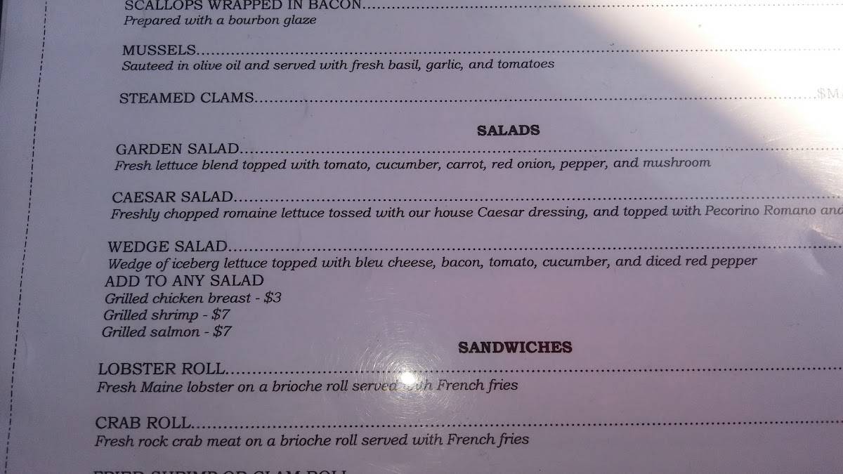 Menu at Dry Dock Restaurant Tavern, Portland