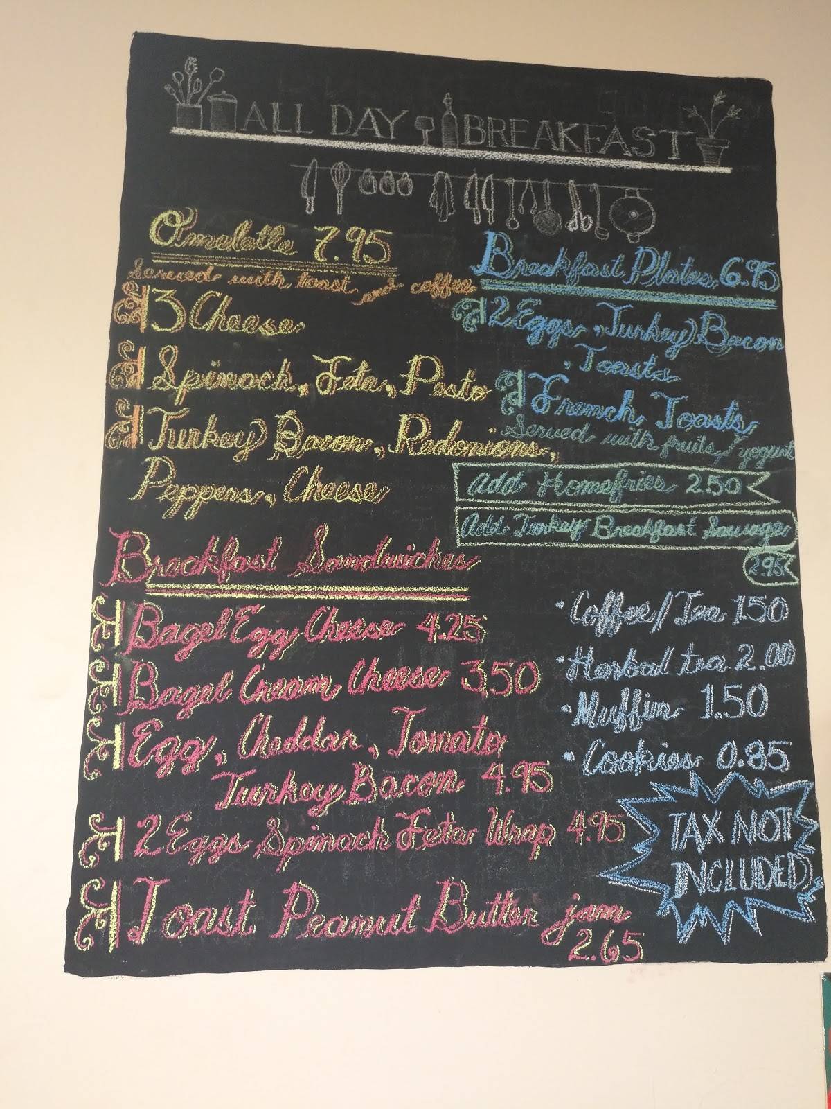 Menu at E T Cafe, Ottawa