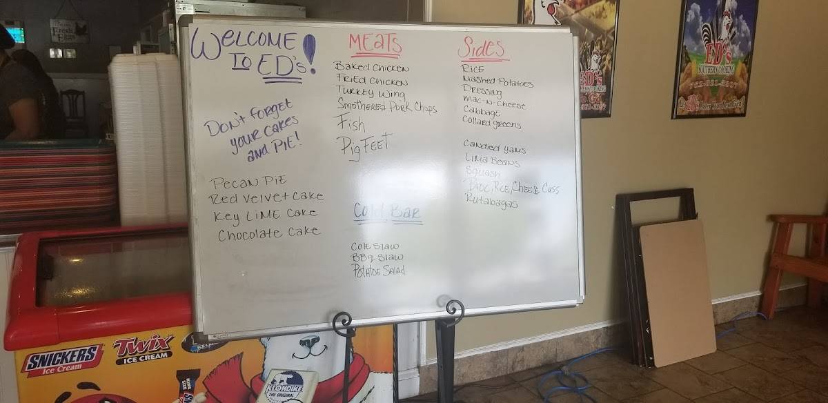 Menu at ED'S SOUTHERN COOKING restaurant, Columbus