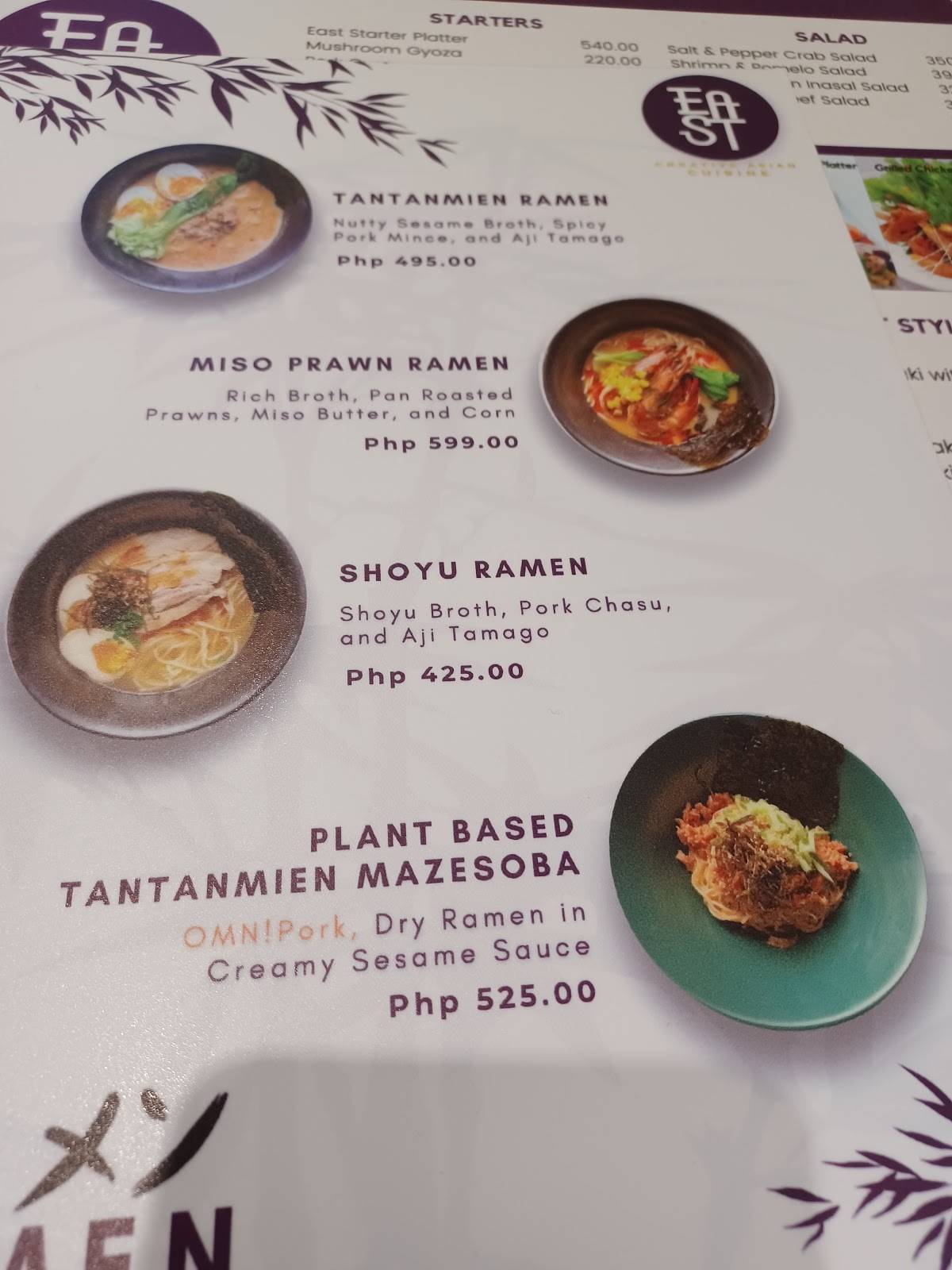 Menu at East Creative Asian Cuisine, 2nd Floor, Rustan's Department ...