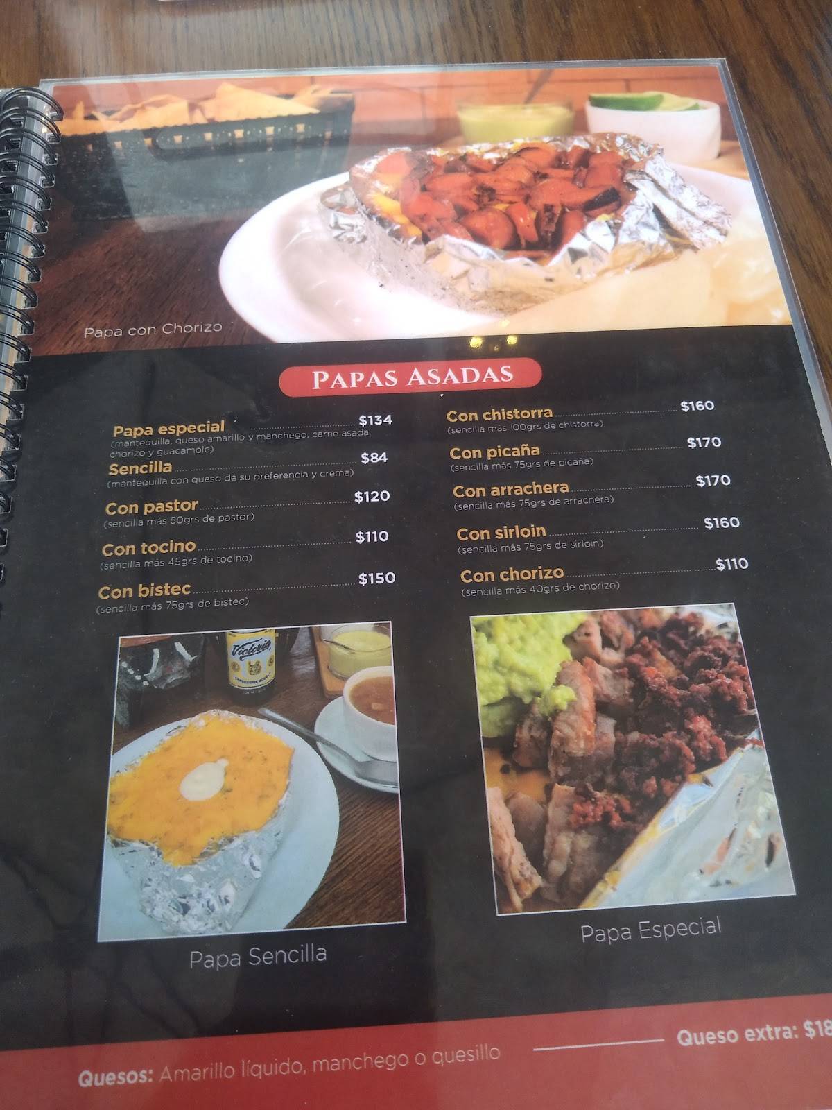 Menu at El Regio Parrilla, Tlaxcalancingo
