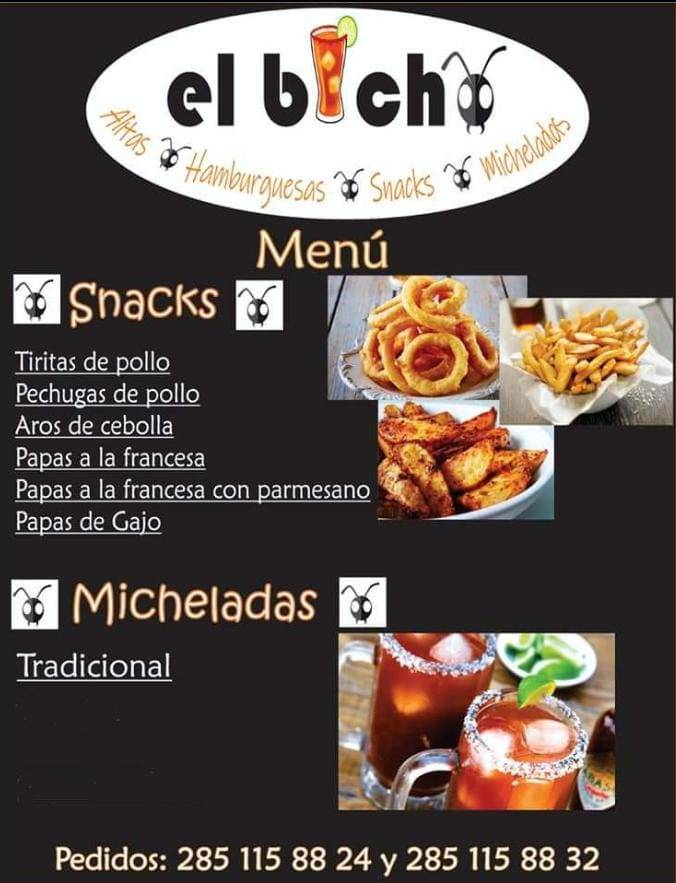 Menu at El bicho restaurant, Paso de Ovejas