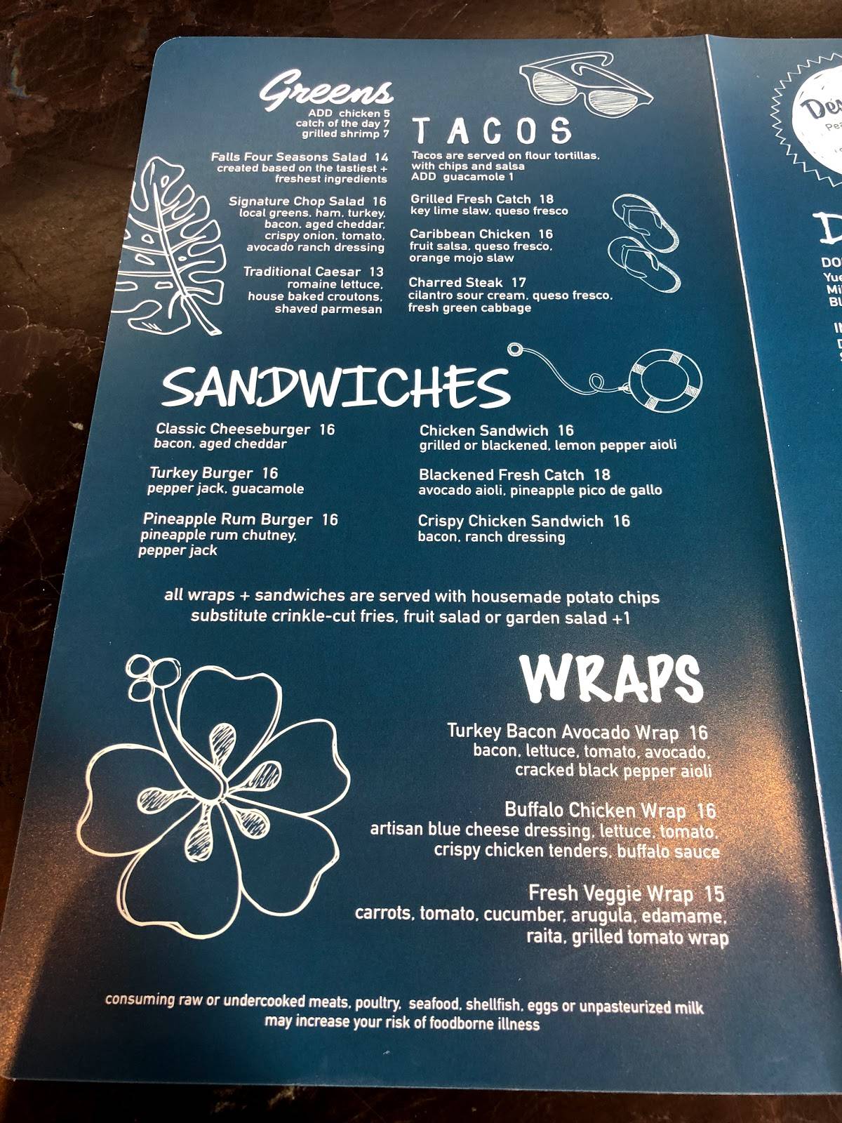 Menu at Falls Pool Bar & Grill, Orlando
