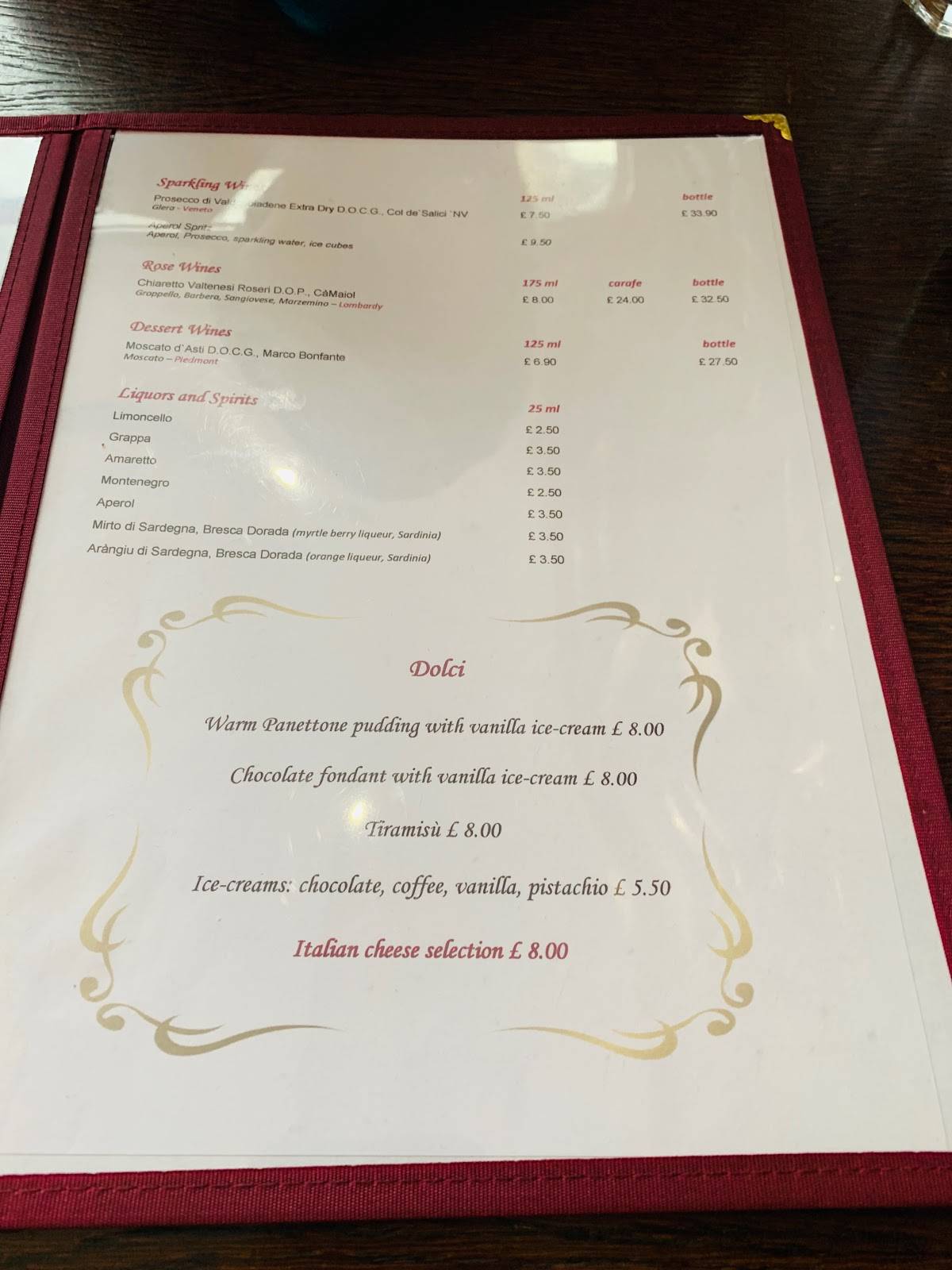 Menu at Fine Foods - Locanda del Melo restaurant, London