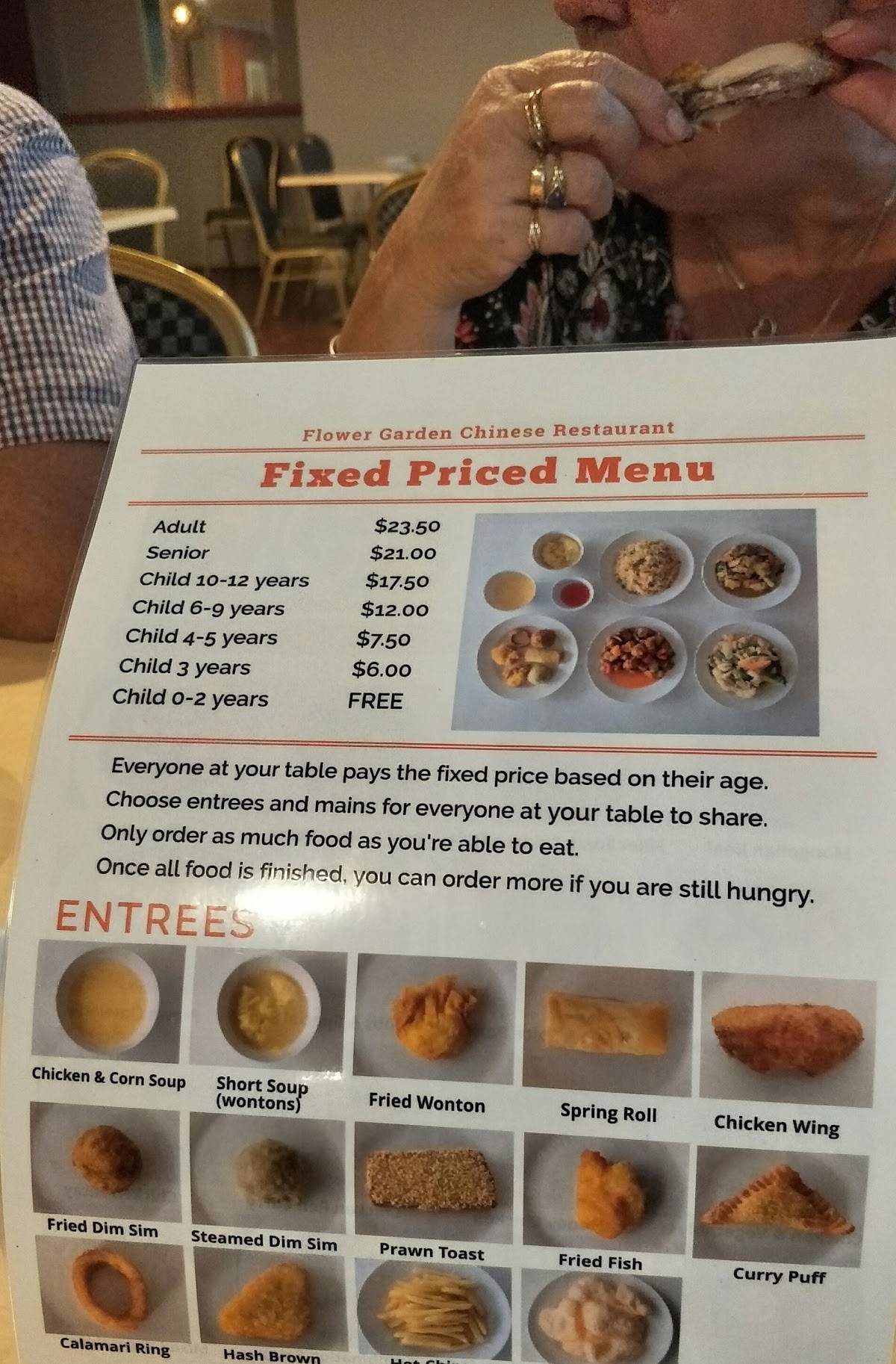 Menu at Flower Garden Chinese Restaurant, Palm Beach