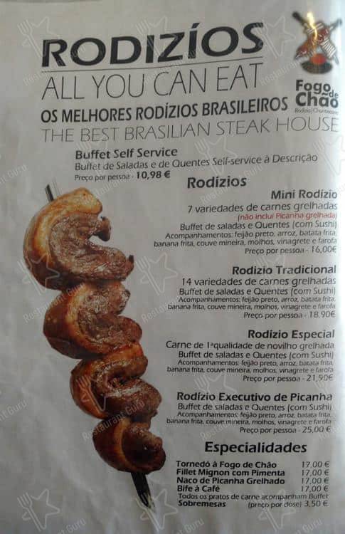 Menu em Fogo de Chão (Ubbo) restaurante, Amadora, Av. José Garcês