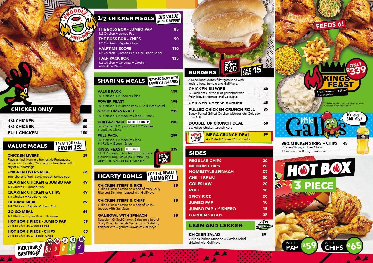 Menu at Galito's Thohoyandou Caltex Halaal restaurant, Thohoyandou ...