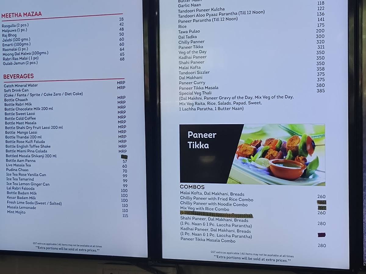 Menu at Haldiram's - Akshardham, New Delhi, Parsvnath Mall