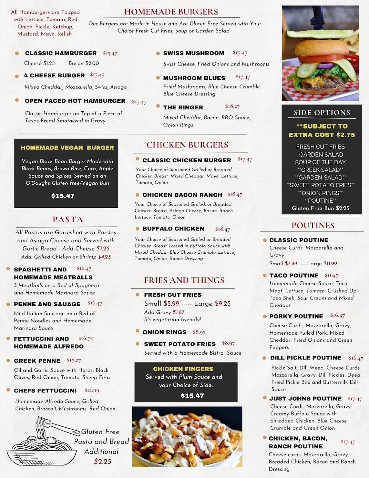 Menu at Just Johns Pizza, Pasta and Wings restaurant, Jarvis