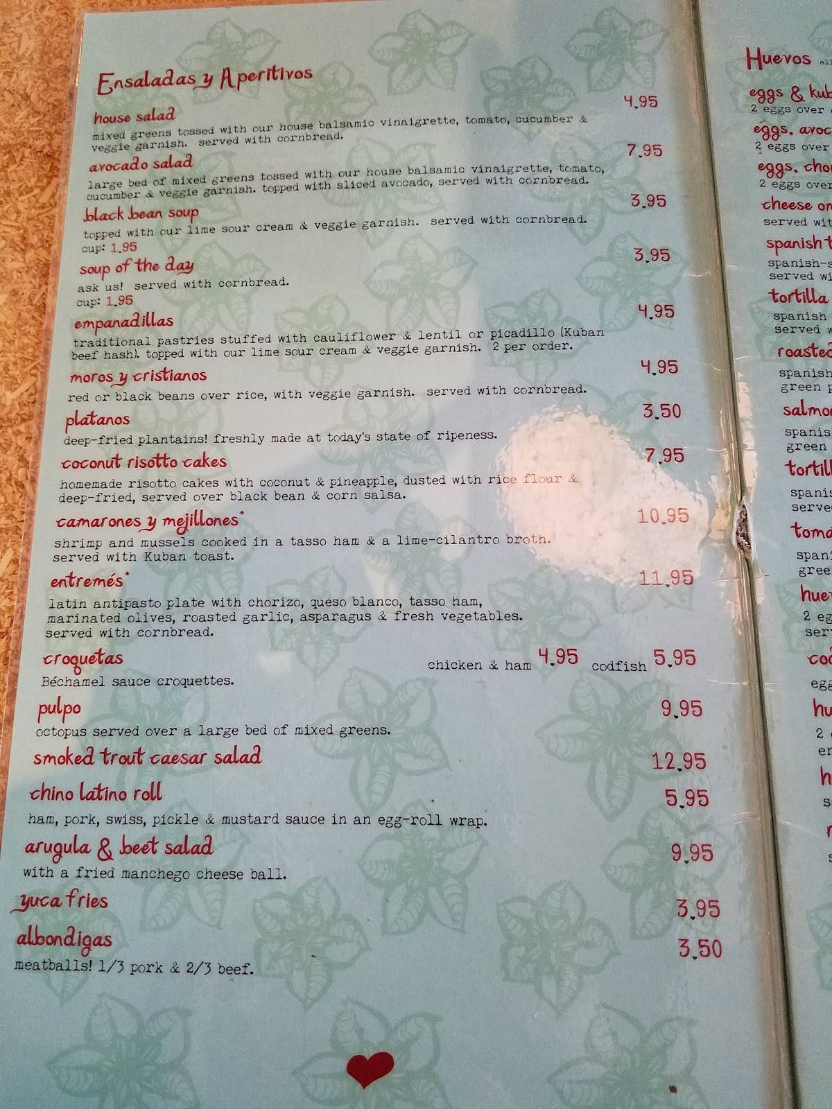 Menu at Kuba Kuba Dos restaurant, Tuckahoe