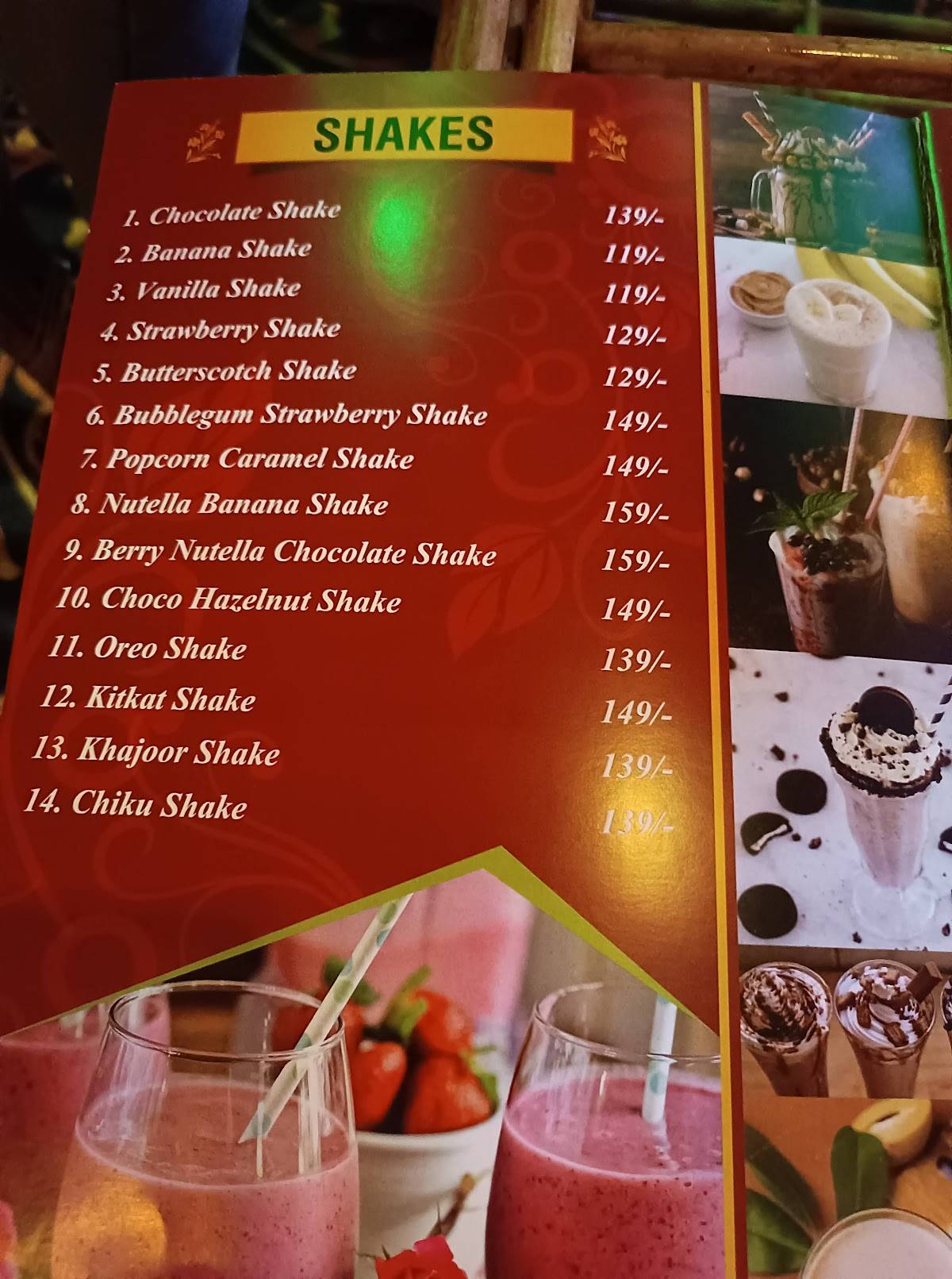 Menu at LION SAFARI, Meerut
