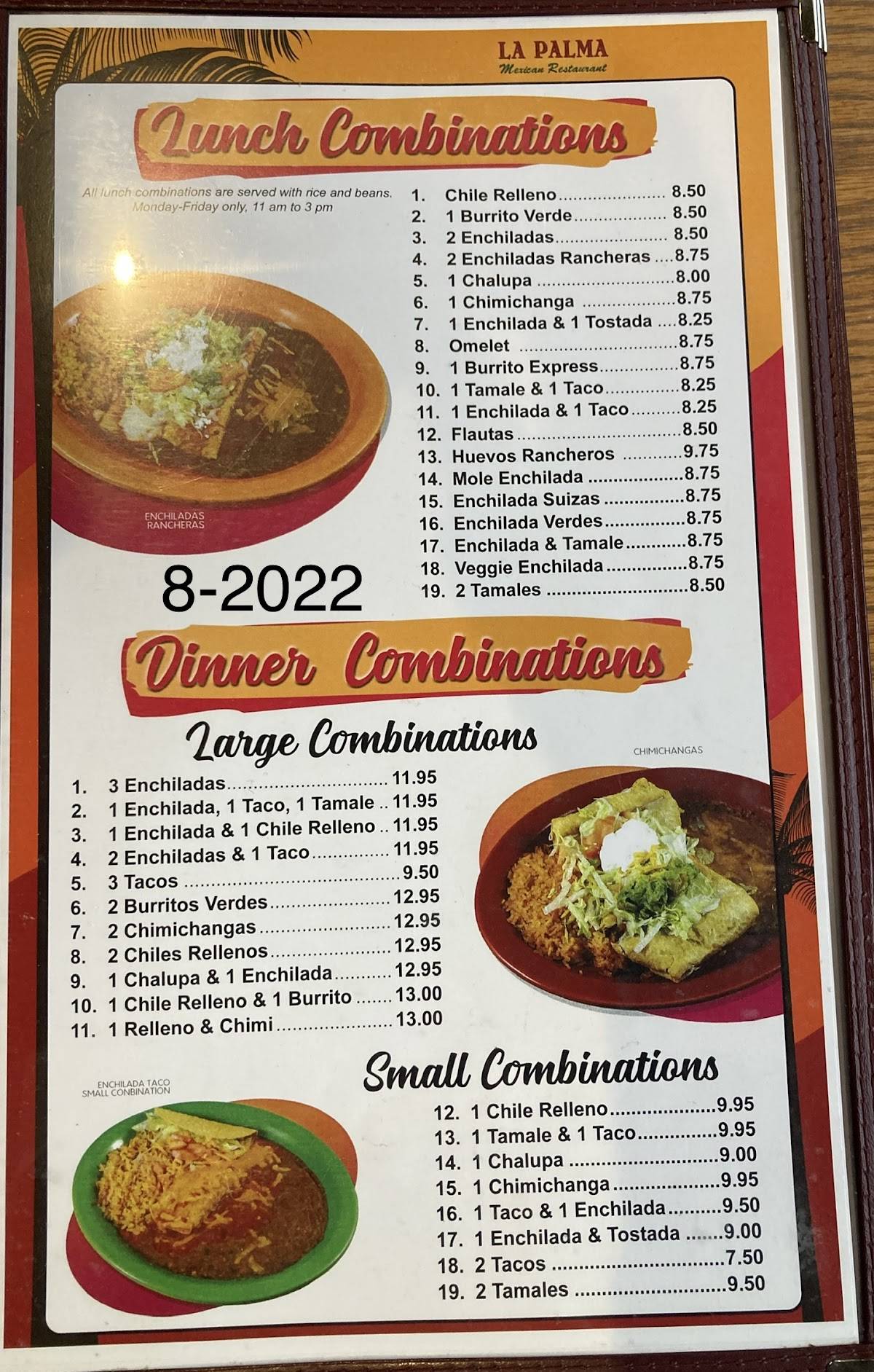 Menu at La Palma Mexican Restaurant, Hermiston