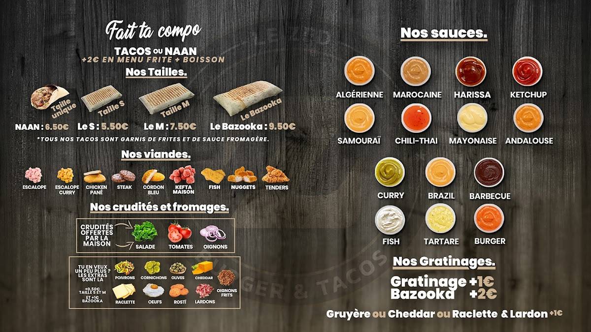 Menu at Le Zed restaurant, Mulhouse