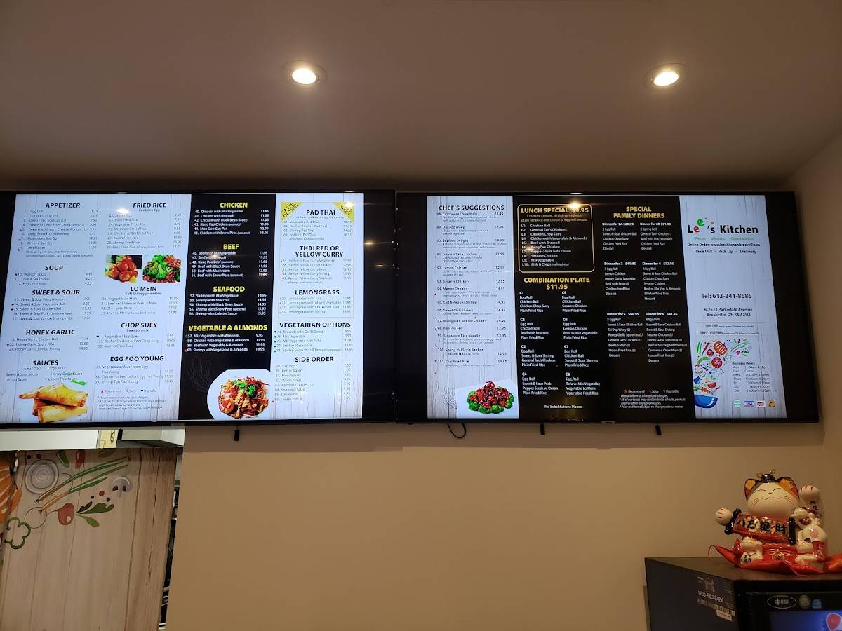 Menu at Lee's Kitchen Restaurant, Brockville