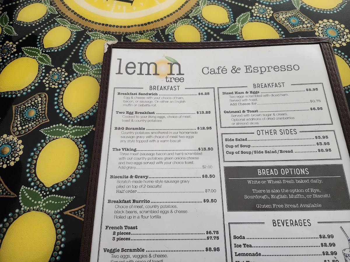 Menu at Lemon Tree Cafe & Espresso, Mossyrock