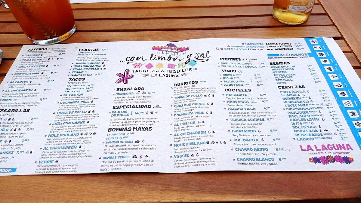 Carta del restaurante Con Limón y Sal, San Cristóbal del La Laguna