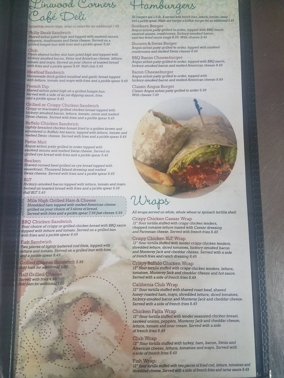 Menu at Linwood Corners Cafe, Linwood