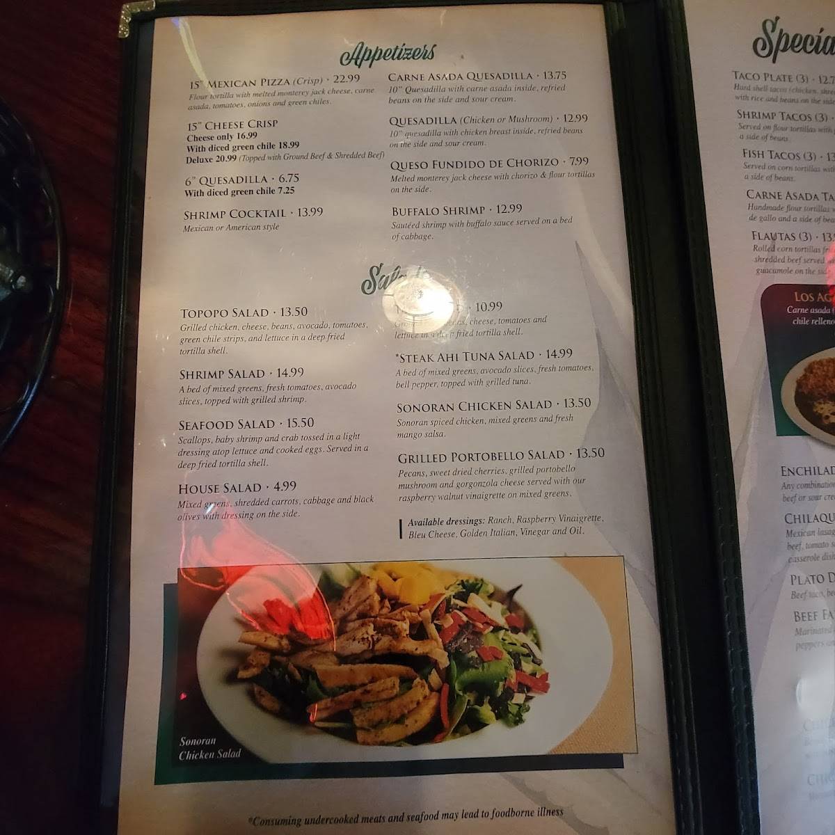 Menu at Los Agaves Restaurant, Green Valley
