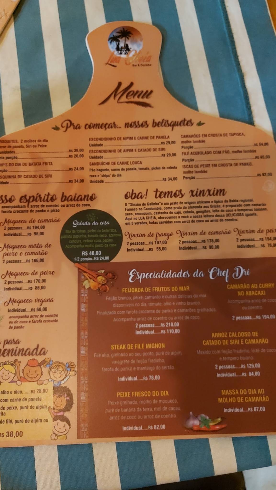 Menu em Lua Cheia Bar & Cozinha, Itacaré