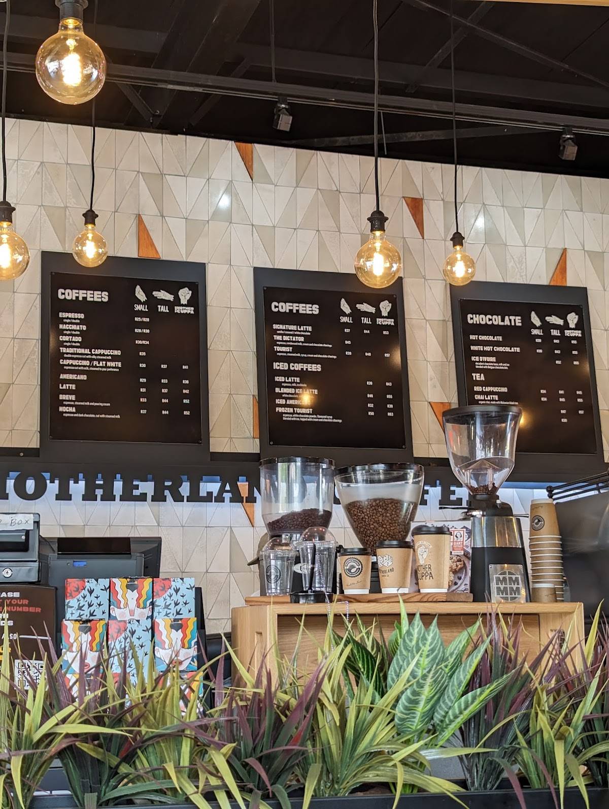 Menu at Motherland coffee, Midrand