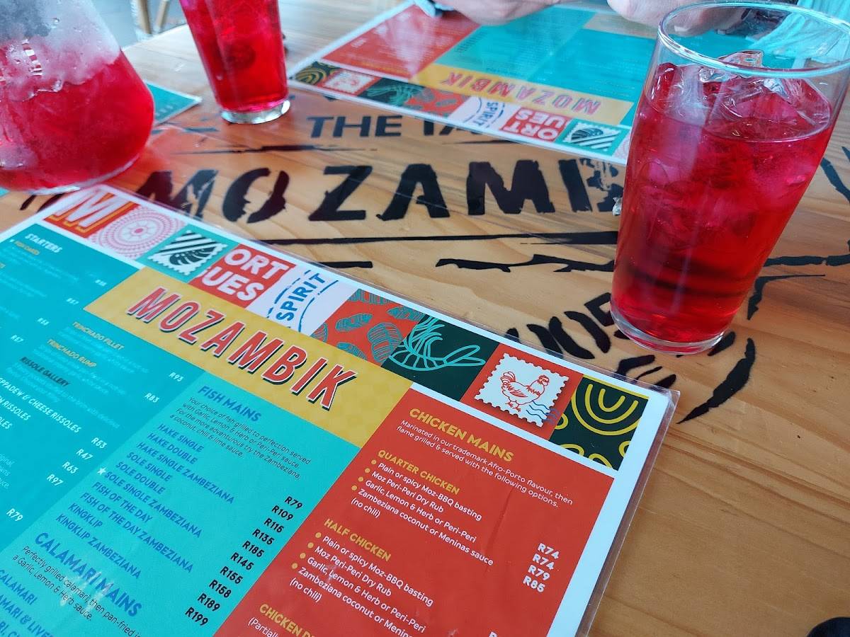 Menu at Mozambik V & A Waterfront restaurant, Cape Town