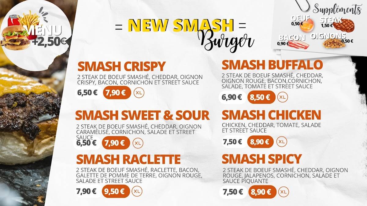 Menu au Old And New Street Sandwich & Smash Burger restaurant, Saint ...
