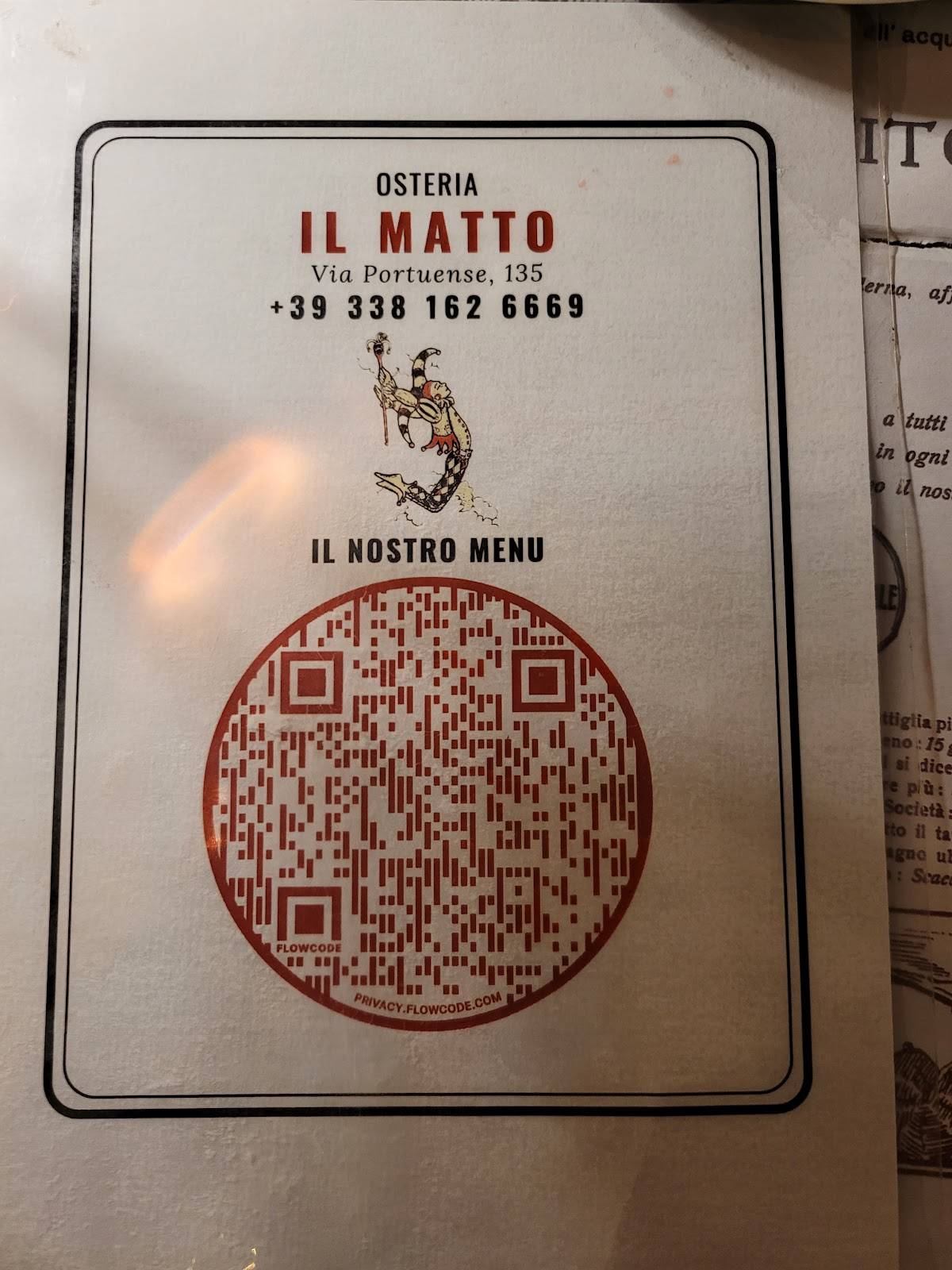 Menu da Osteria Il Matto ristorante, Roma
