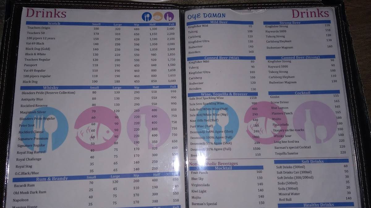 Menu at Oye Daman. Family Restaurant and Bar, Daman