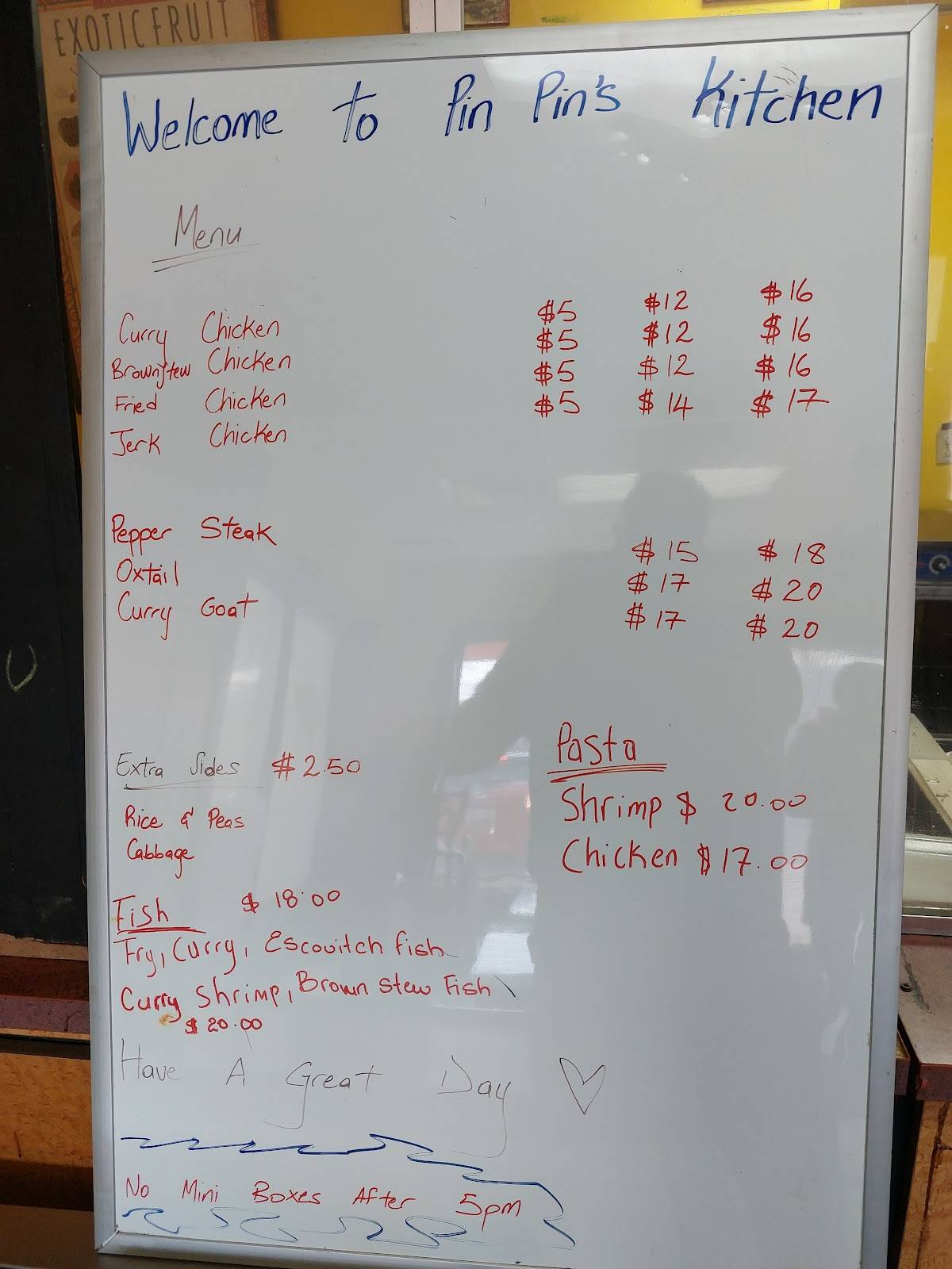 Menu at Pin pin's Kitchen - Jamaican restaurant, Cleveland
