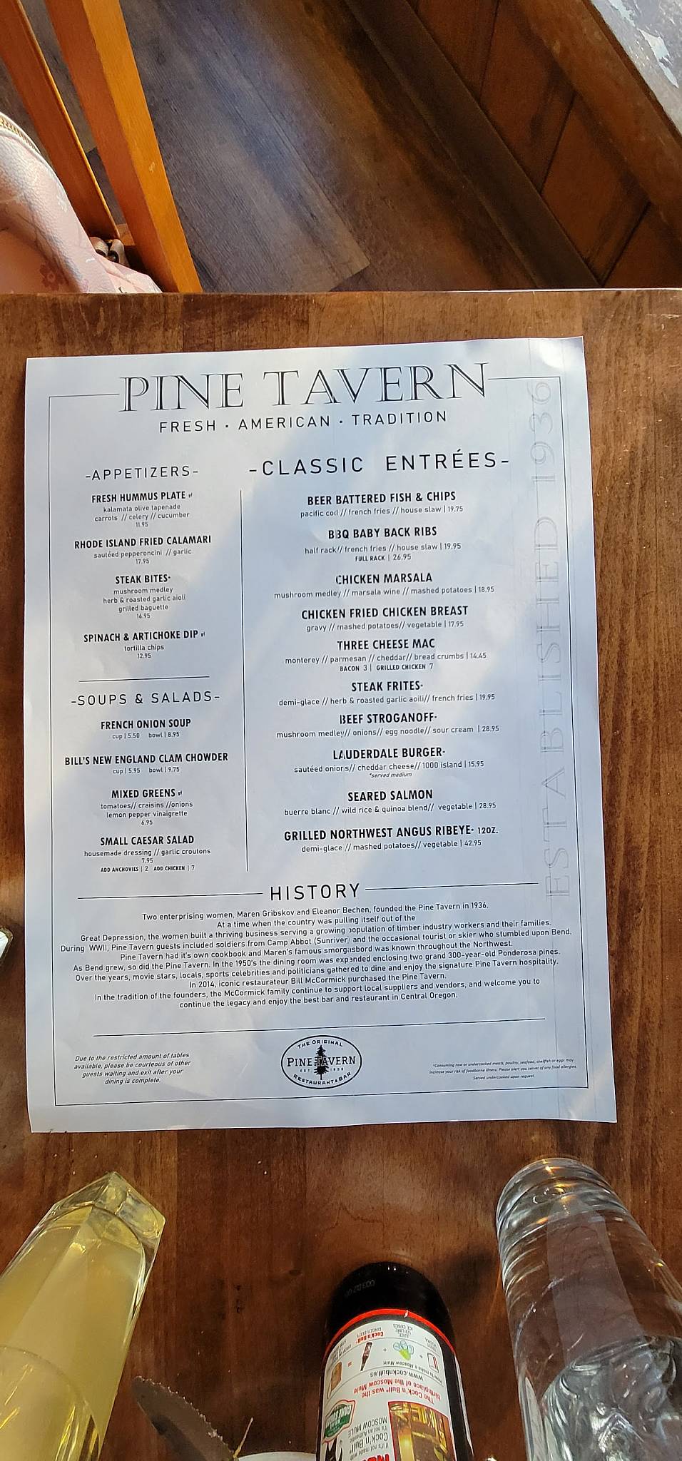 Menu at Pine Tavern Restaurant, Bend