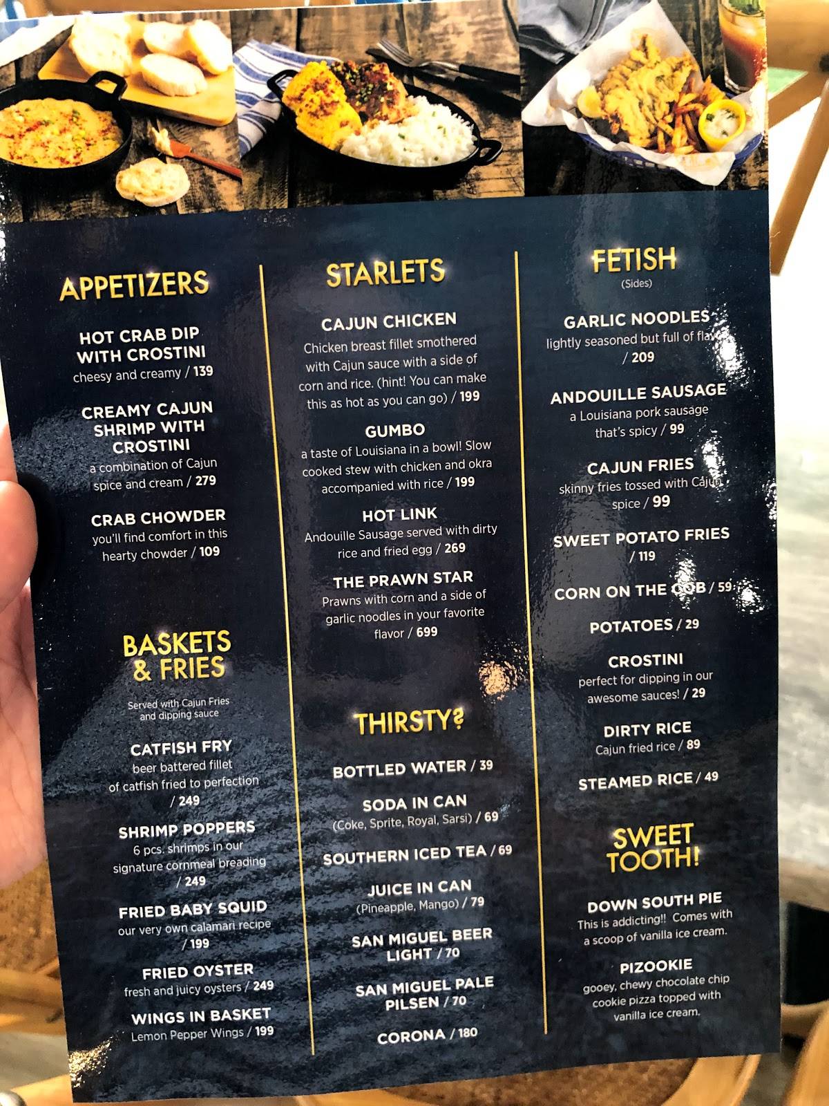 Menu at Prawn Star PH restaurant, Pasig