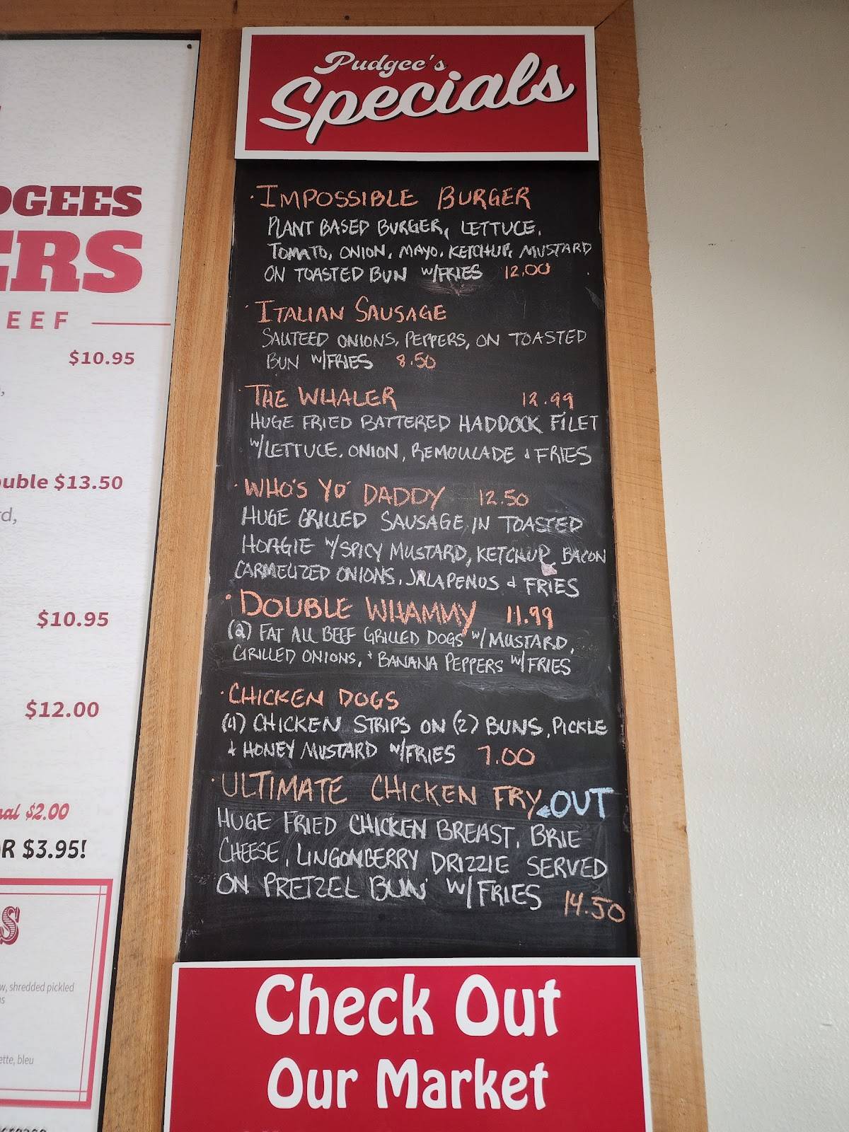Menu at Pudgee's Eatery and Market restaurant, Floral City