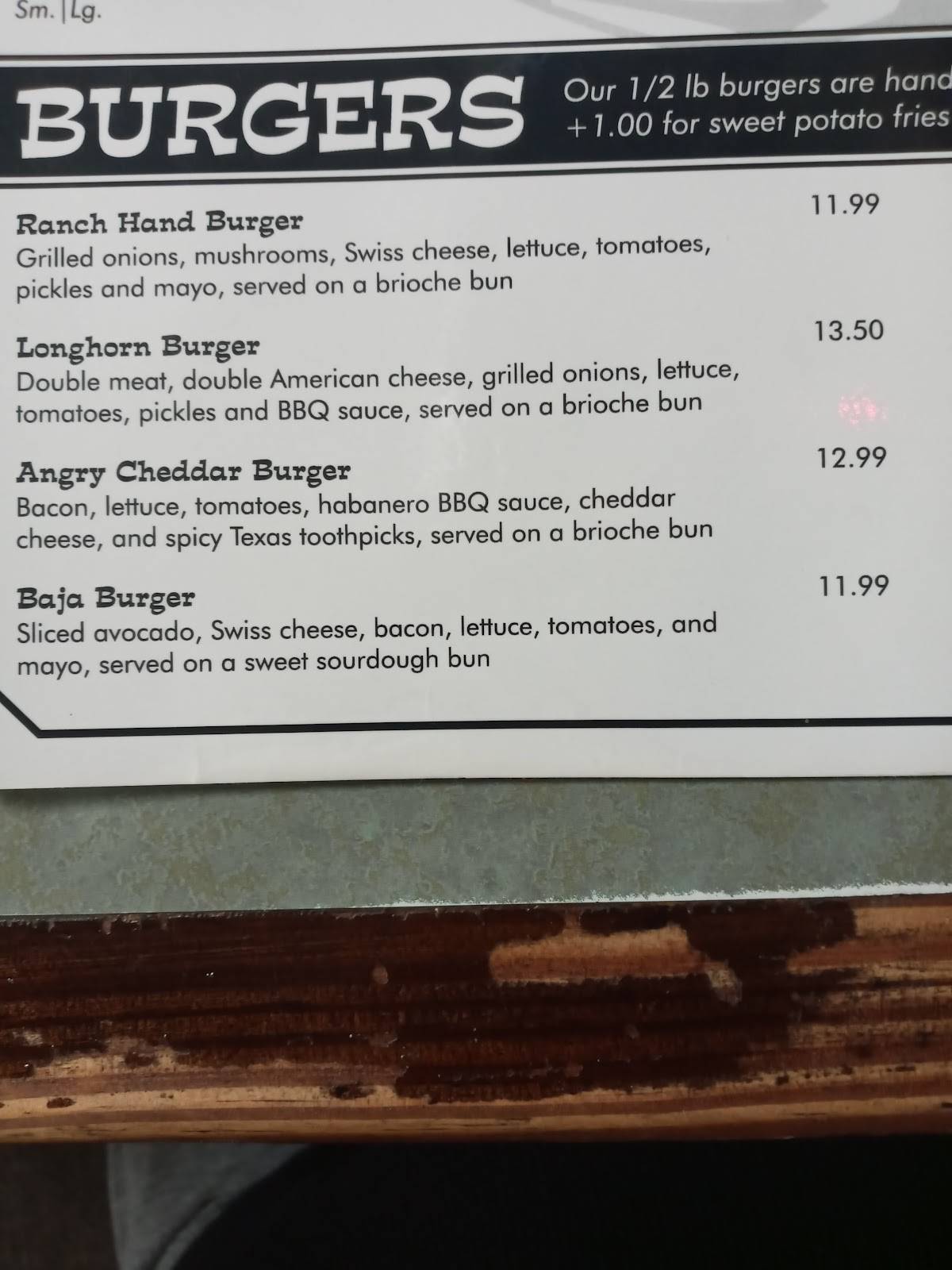Menu at Ranch Hand Cafe, Cleveland, TX-321