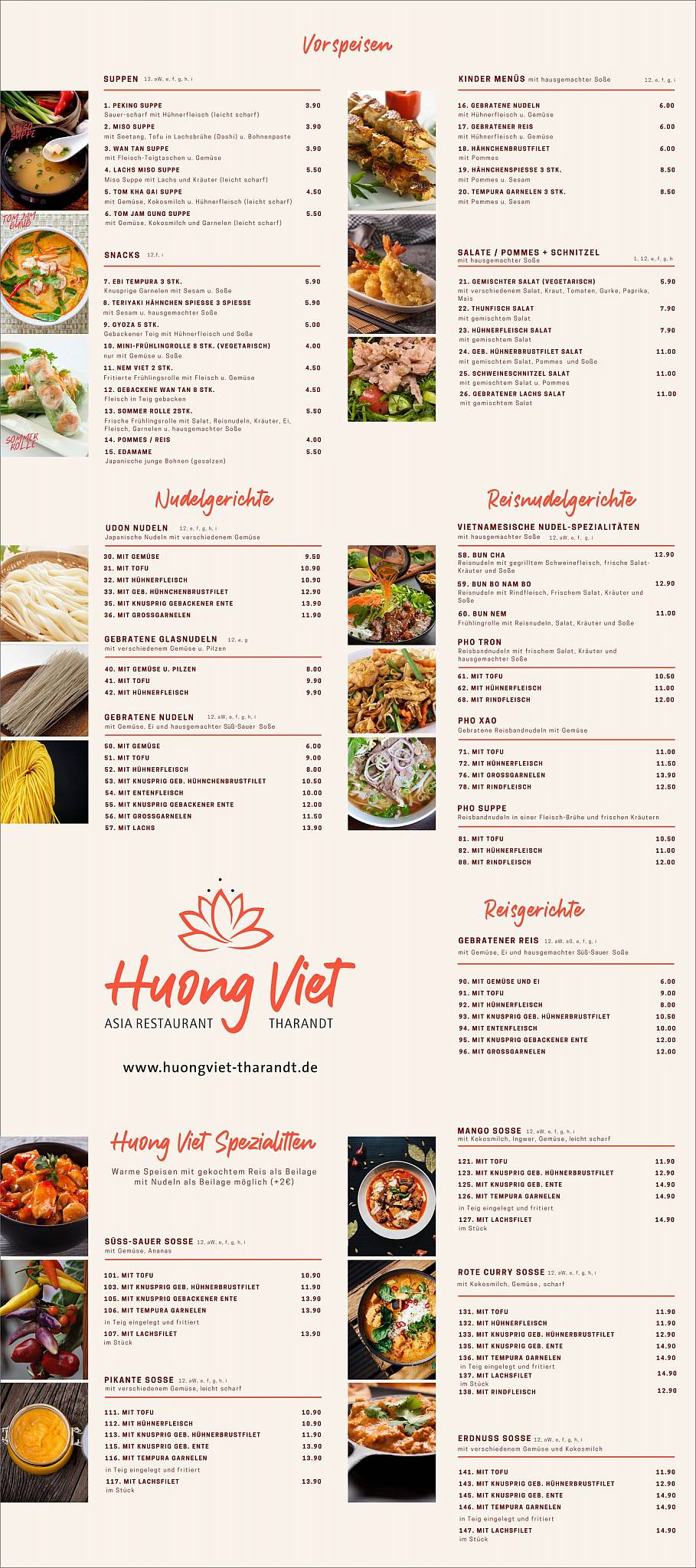 Speisekarte von Restaurant Huong Viet, Tharandt