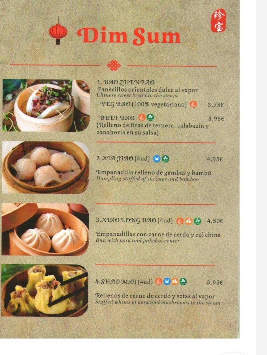 Menu at Restaurante Zhen Bao, Seville