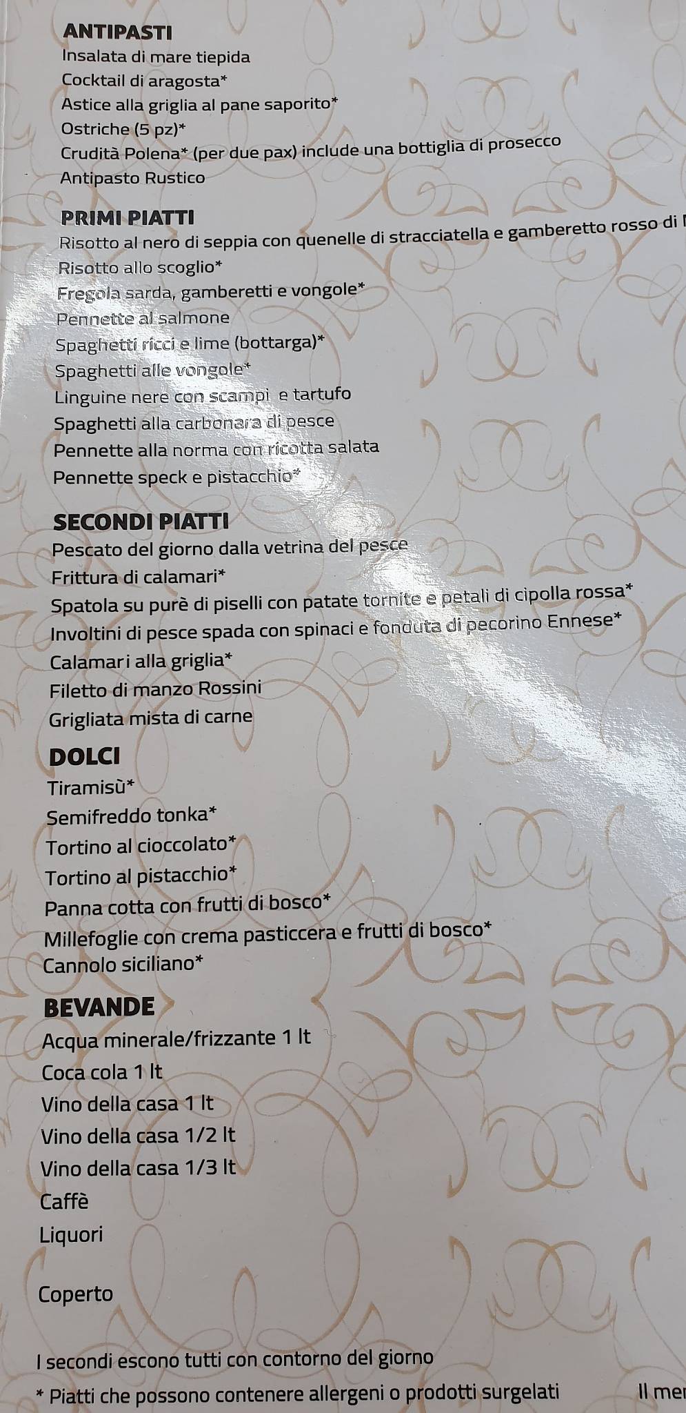 Menu da Ristorante La Polena - Acireale, Acireale