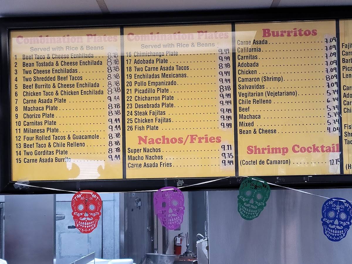 Menu at San Diego Tacos restaurant, Irving, N MacArthur Blvd