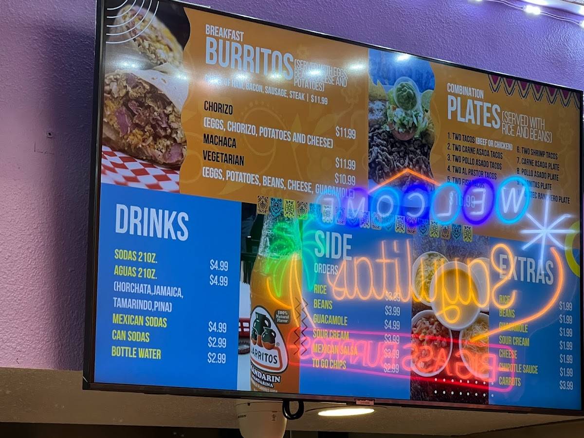 Menu at Sayulitas restaurant, Las Vegas